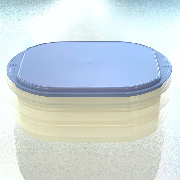 Tupperware | Kitchen | Tupperware Fridge Stackables Deli Meat Keeper Stacking Trays With Blue ...